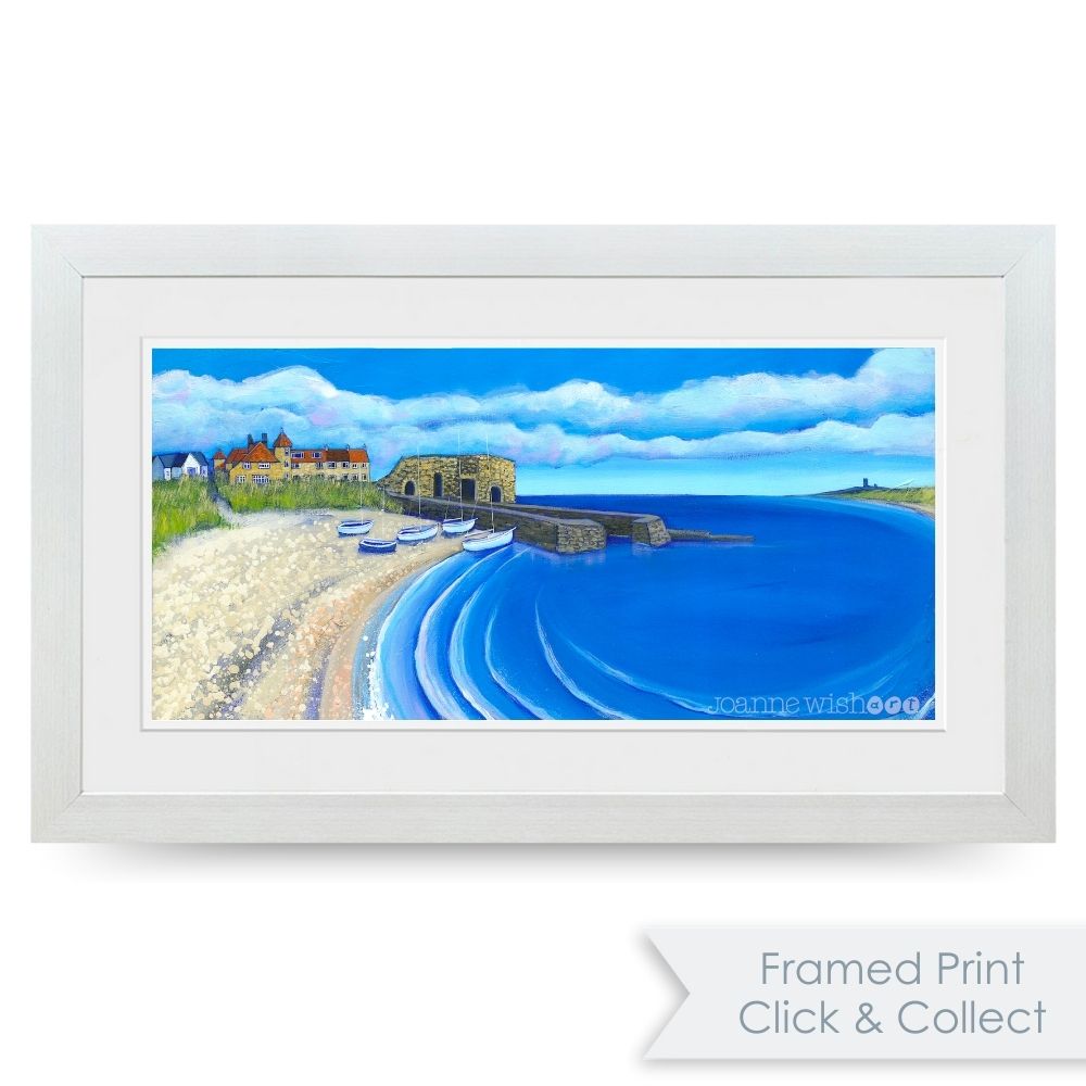 Blue Sky Over Beadnell | Northumberland Art Print | Joanne Wishart