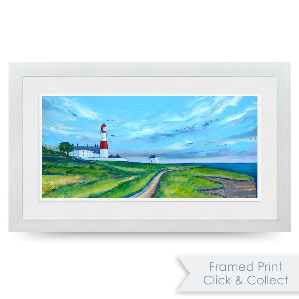 Blue Sky over Souter Lighthouse Art Print | Joanne Wishart