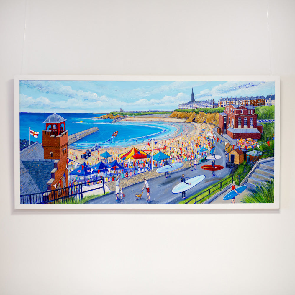 Cullercoats Harbour Day Art Print | Joanne Wishart