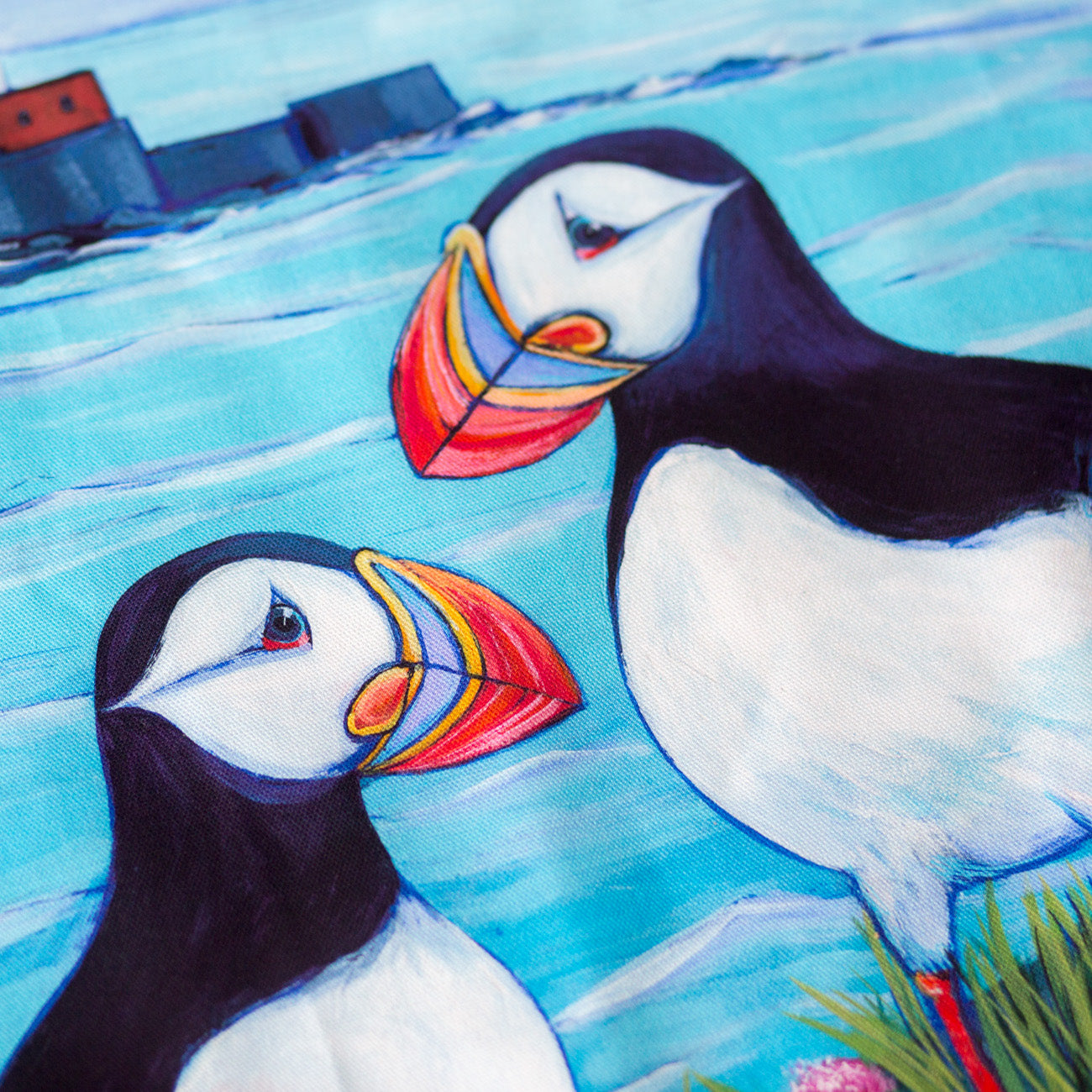 Puffins on the Farnes Tea Towel – Joanne Wishart