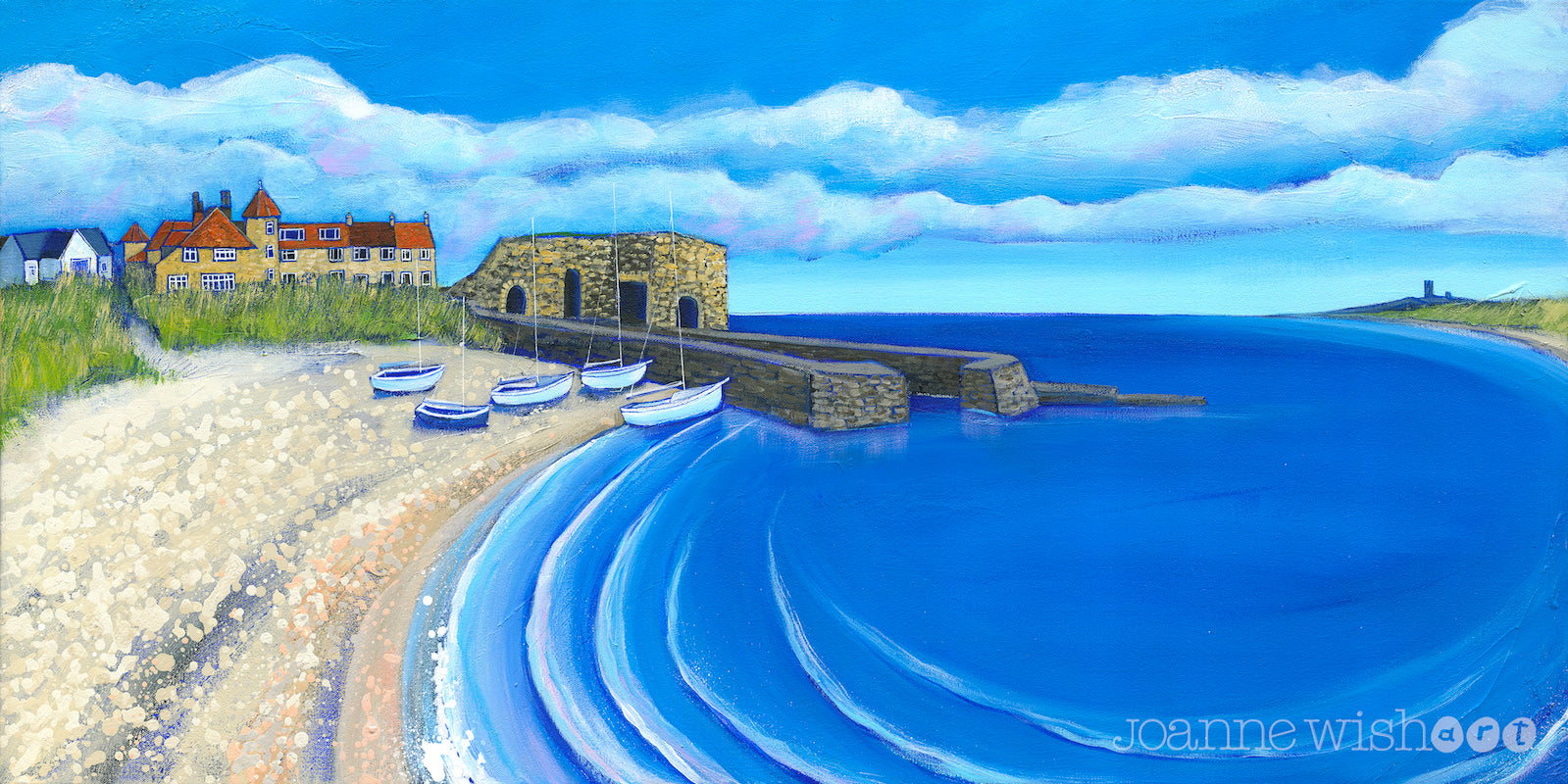 Blue Sky Over Beadnell | Northumberland Art Print | Joanne Wishart